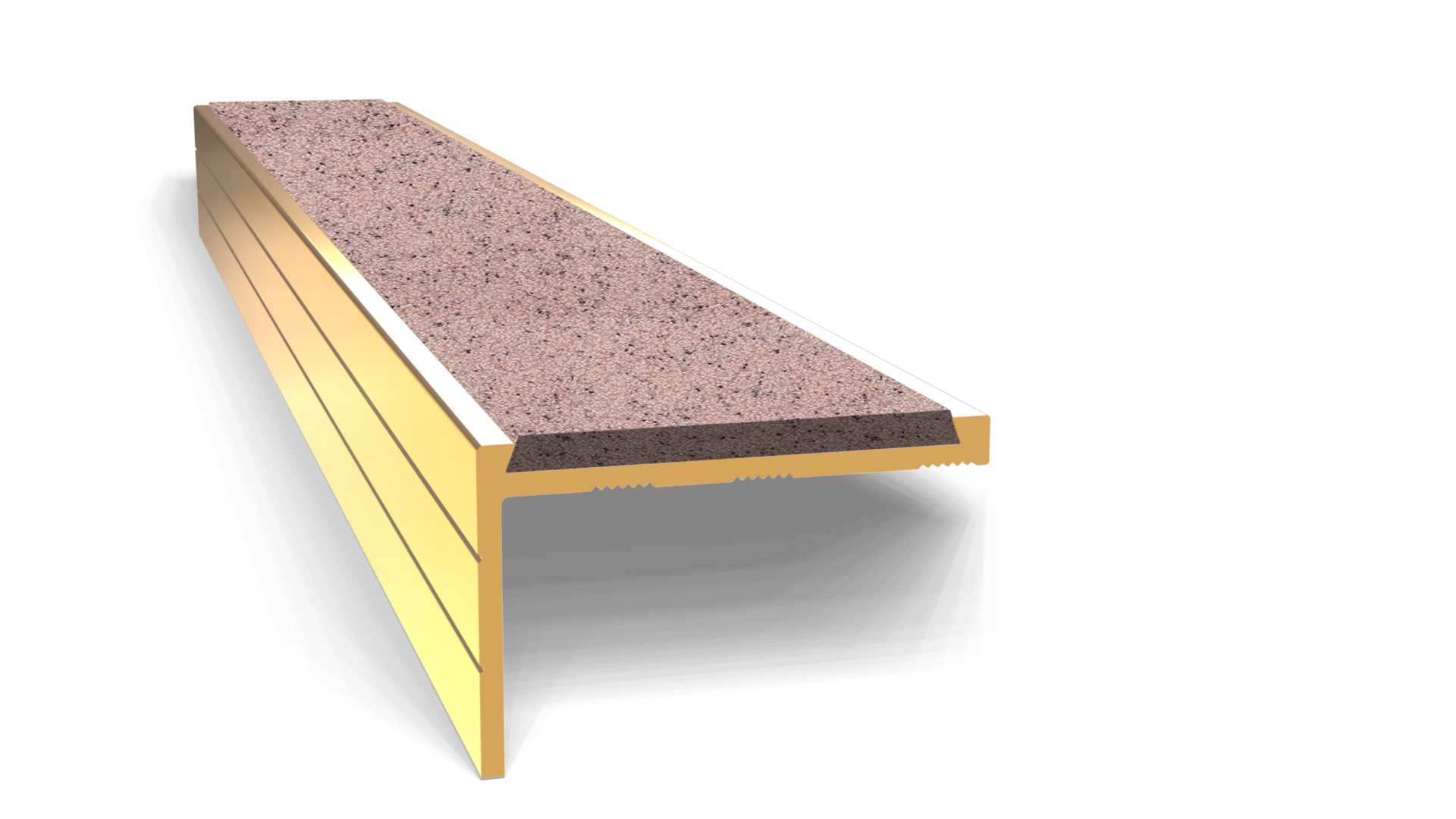 BFA591S Recessed Solid Brass Abrasive Stair Tread Nosing