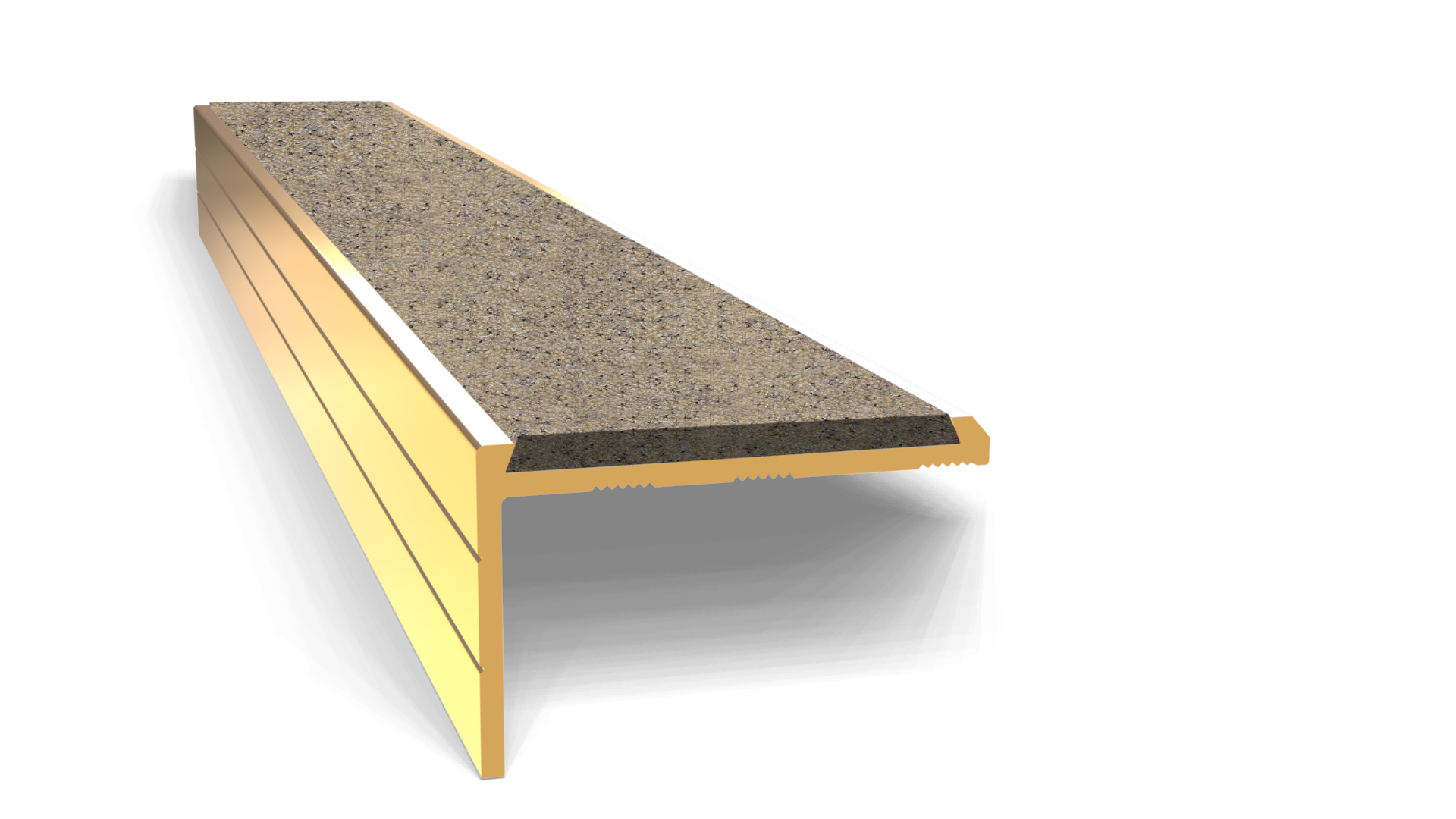BFA591SB Bevelled Edge Solid Brass Abrasive Stair Tread Nosing